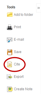 How do I find a citation from a database using the cite tool ...